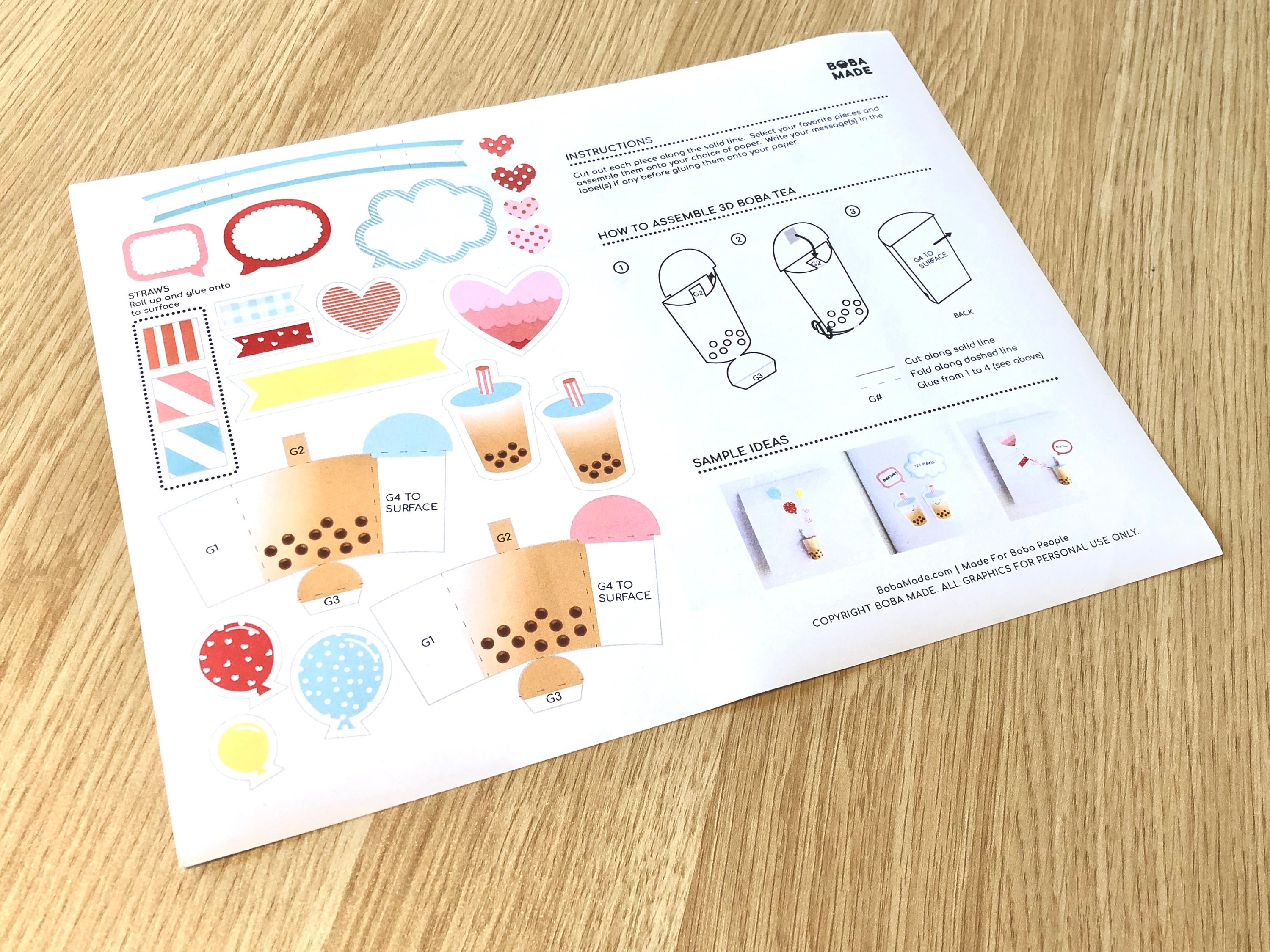 DIY Bubble Tea Card | Boba Tea Card | DIY Card Set | Bubble Tea ...