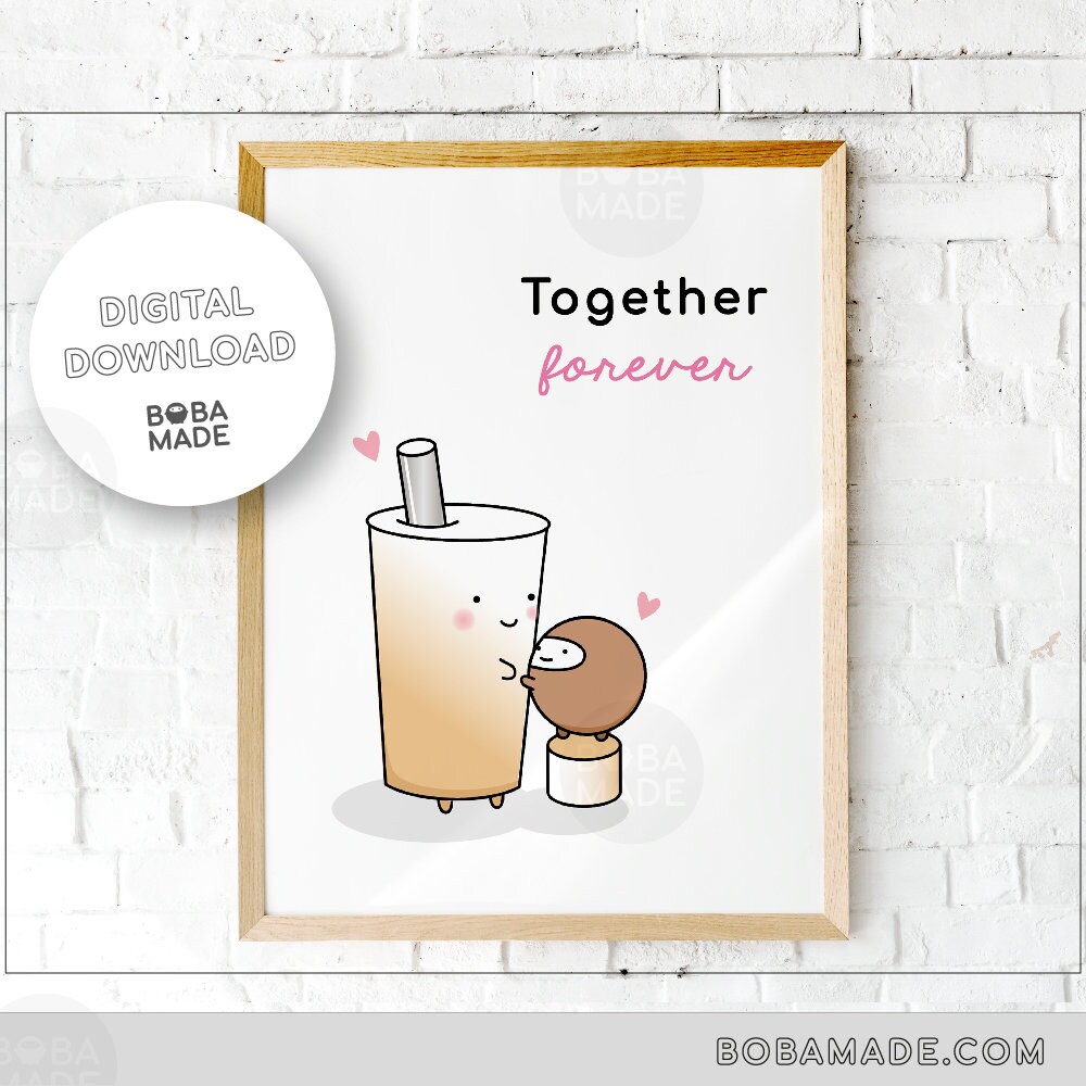 Bubble Tea Art Boba Tea Poster Digital Download Best Friend Poster - Etsy