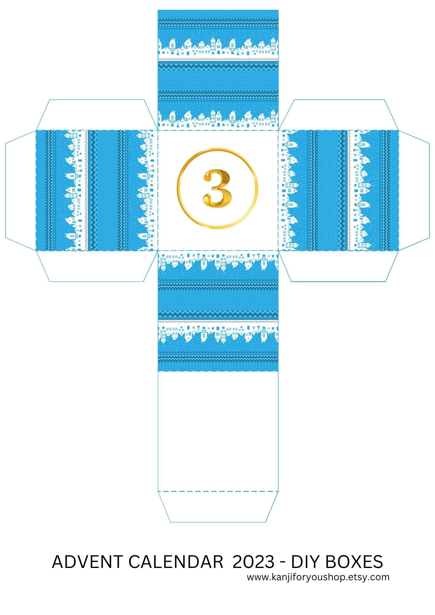 Advent Calendar BOX, Template, DIY, Christmas, Digital Printable ...