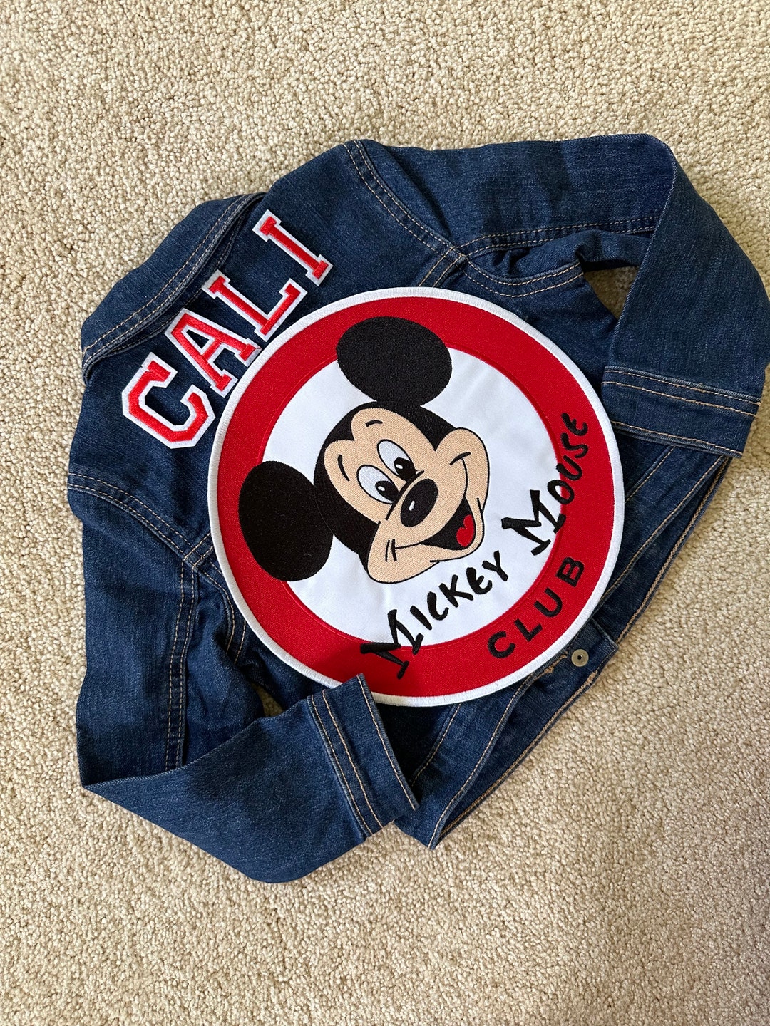 VINTAGE MICKEY MOUSE Denim Patch Jacket Theme Custom Embellished Baby ...