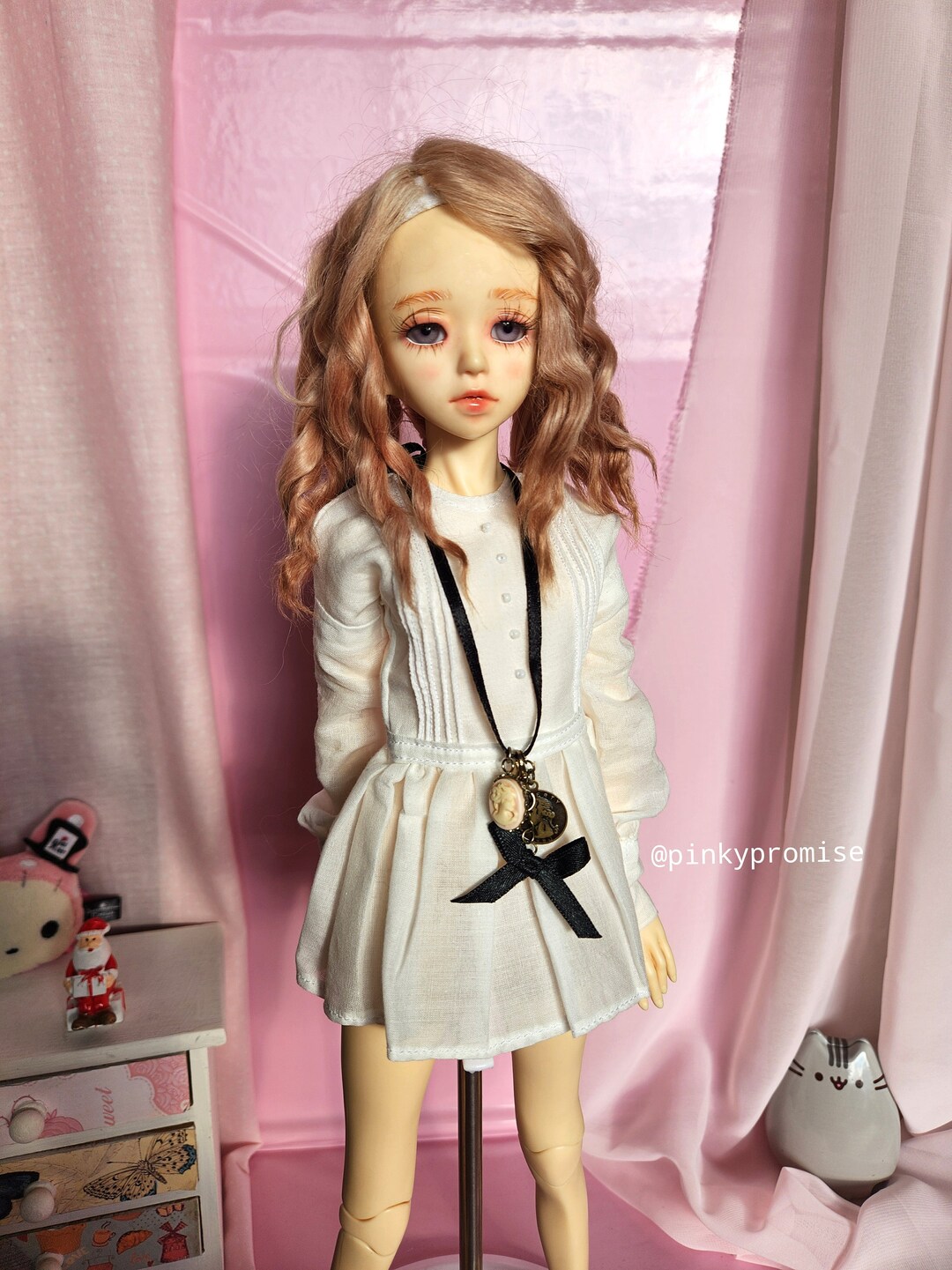 Cute Dress for 1/4 Bjd Doll, White Dress for 1/4 Bjd Doll, White Bjd ...