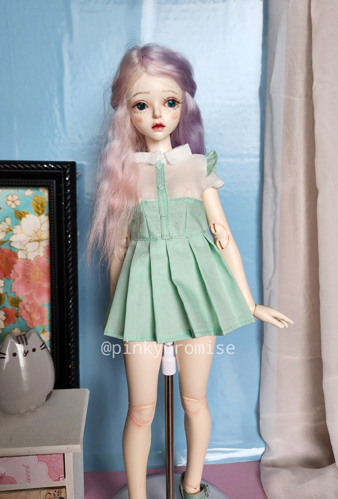 Cute Fashion Dress in Green for Bjd Doll 1/4, Sweet Green Dress Msd ...