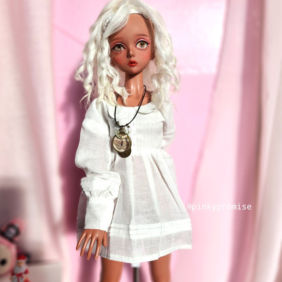 Pretty Dress in White for Bjd 1/4 Msd Doll, White Bjd Doll Dress 1/4 ...