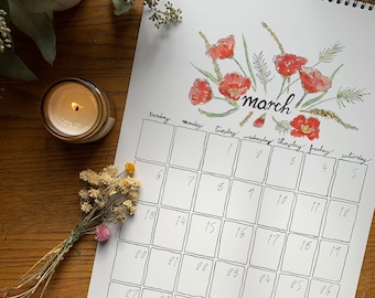 Watercolor Calendar | Etsy