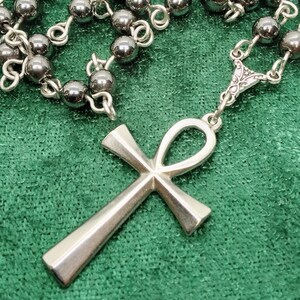 Goth Ankh. Silver Ankh Necklace. Ankh Pendant. Gothic Ankh. Goth Beaded ...