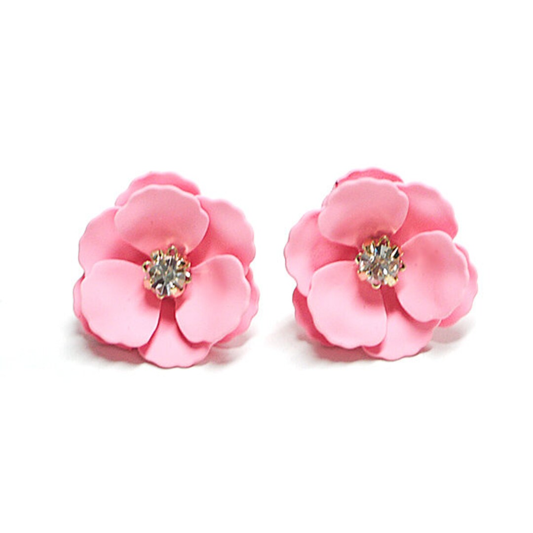 SAKURA Pink Color PRECIOSA Crystal Stone Earrings / Jewelry - Etsy