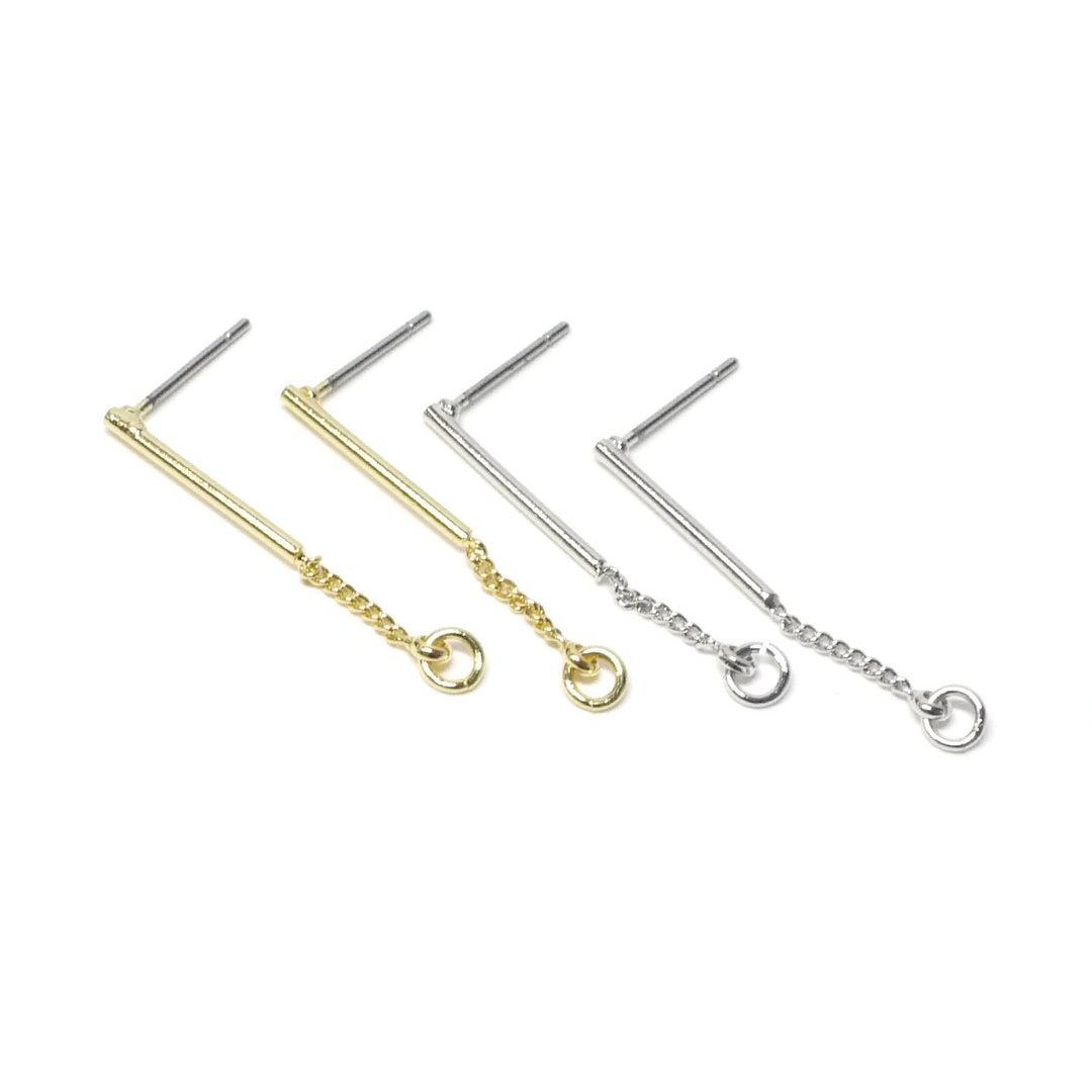 2PCS / Choose the Color / 28mm Stick&chain Earrings（ring) / Stainless ...