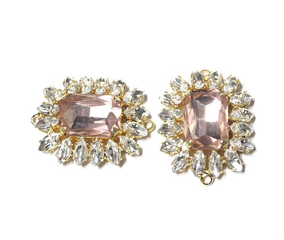 1PC / Gorgeous Light Pink & Crystal Color Stone Rectangle - Etsy