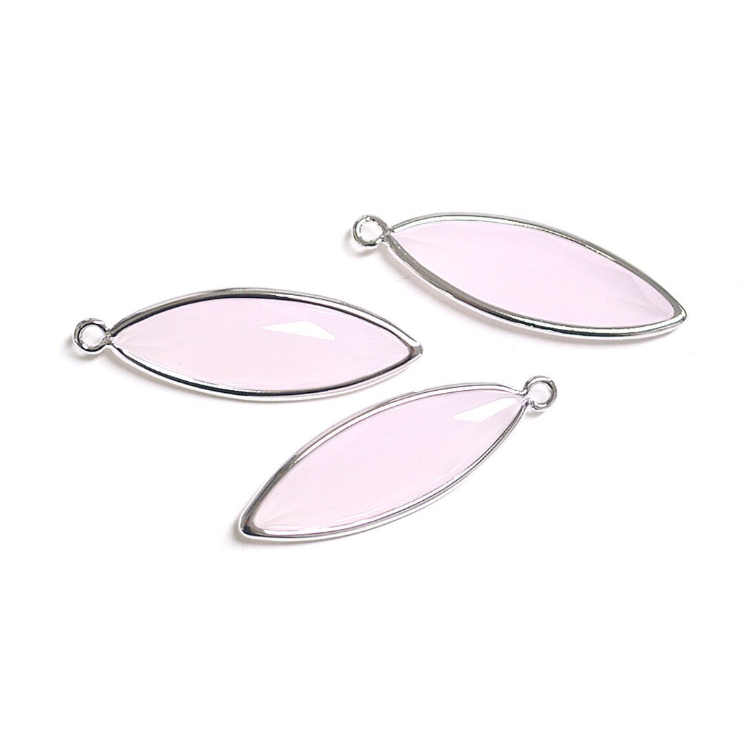 4PCS / 928mm Light Pastel Pink Color Oval Shape Glass Pendant / Charm ...