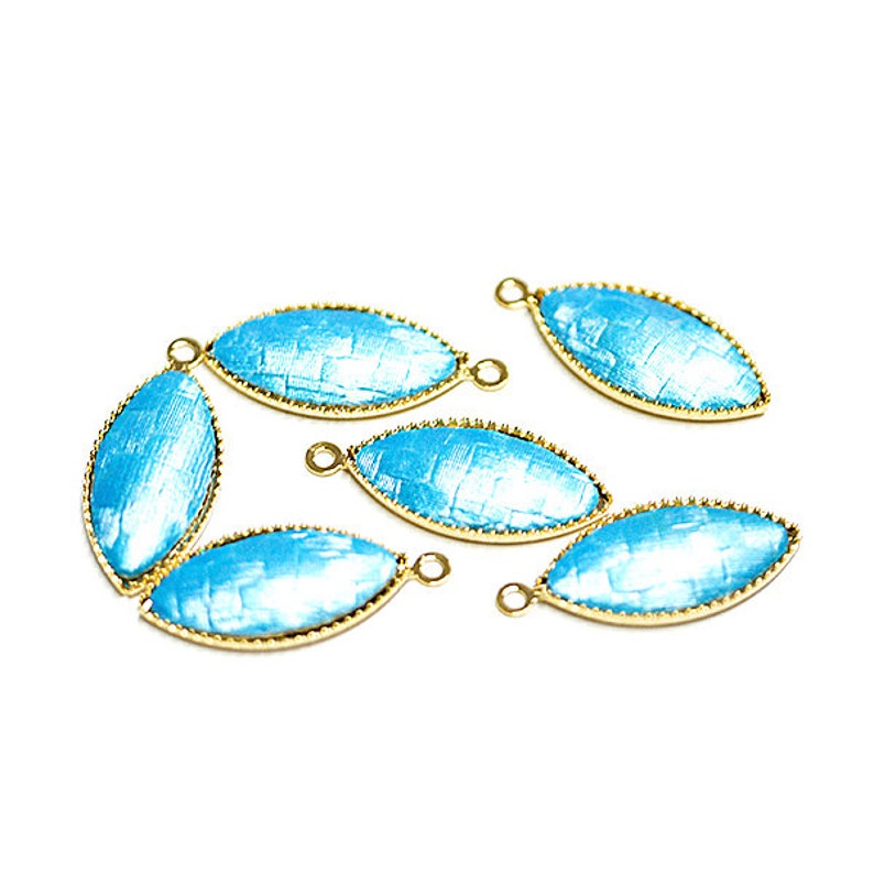 Capri Blue Color Satin Drop Shape Pendant / Charm / Gold | Etsy