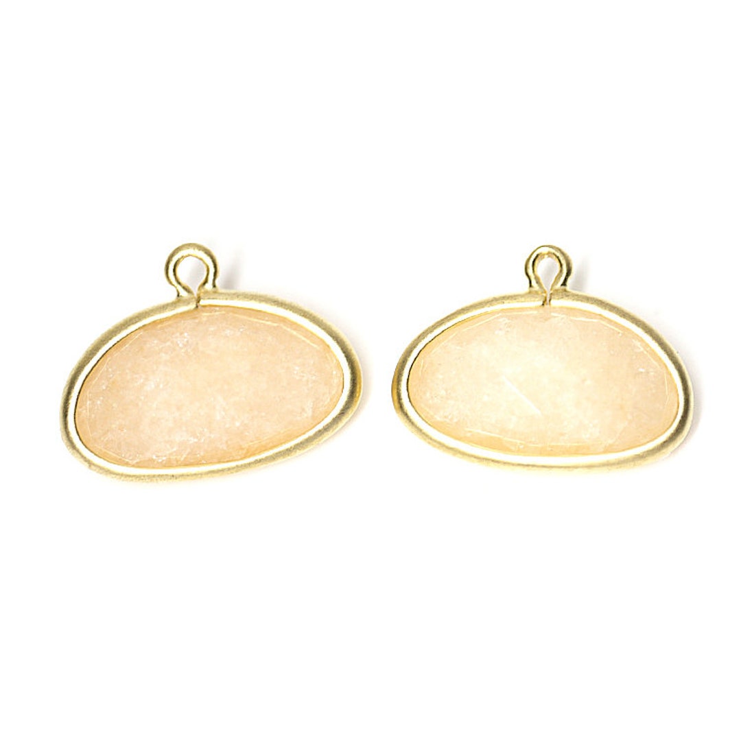 1PC / Light Peach Color Volume Oblong Glass Pendant / Wedding / Jewelry ...
