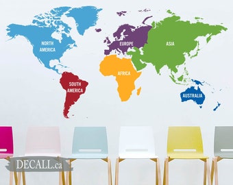 World Map Wall Decal Map of the World Removable Map Wall - Etsy