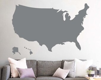 United States Map - Peel & Stick Removable Wall Decal - Etsy
