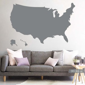 United States Map Wall Decal - Map of USA - USA Map Sticker - the US ...