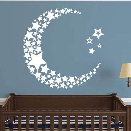 Removable Moon and Stars Wall Stickers Star Wall Decals - Etsy