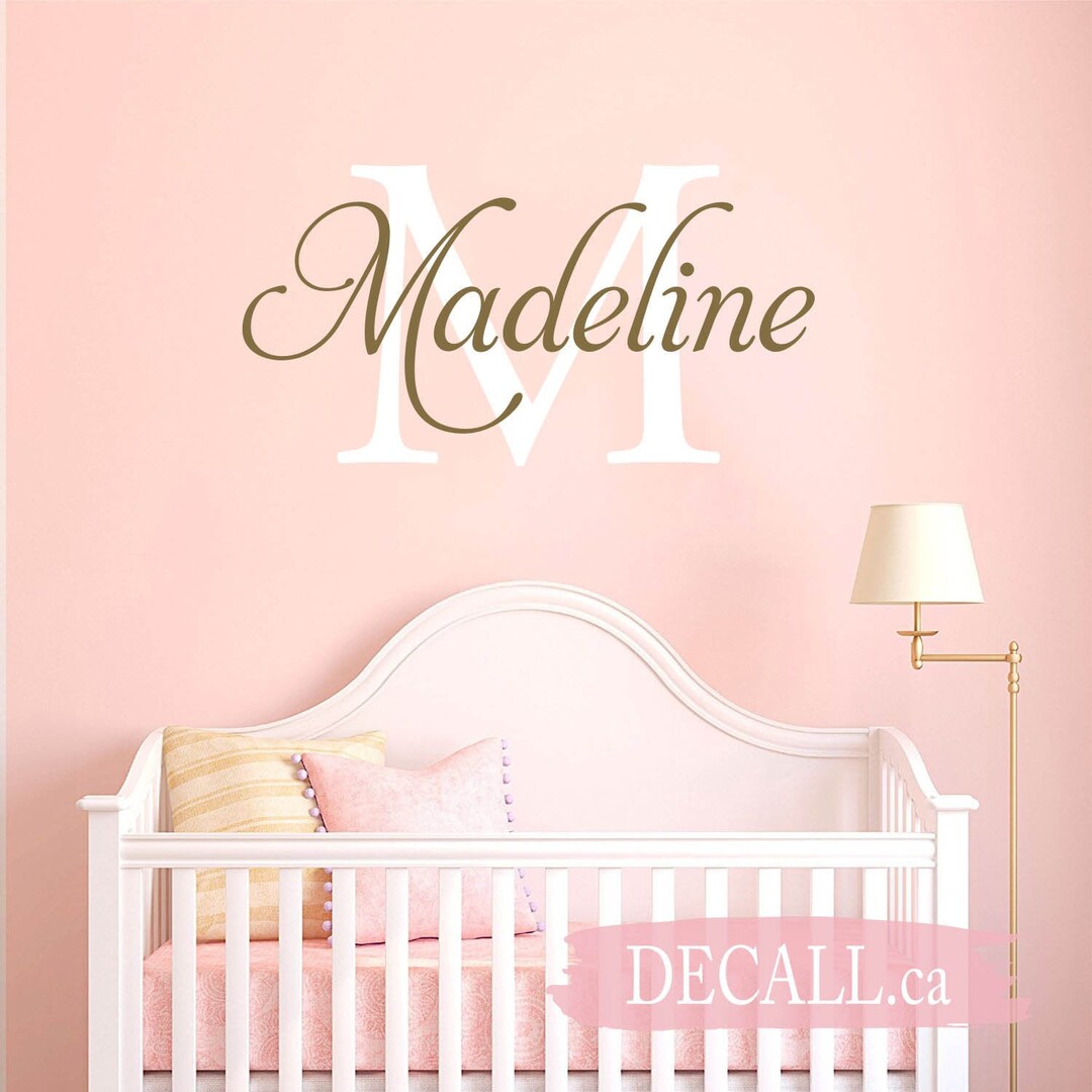 Custom Initial and Name Wall Decal - Personalized Name Monogram Wall ...