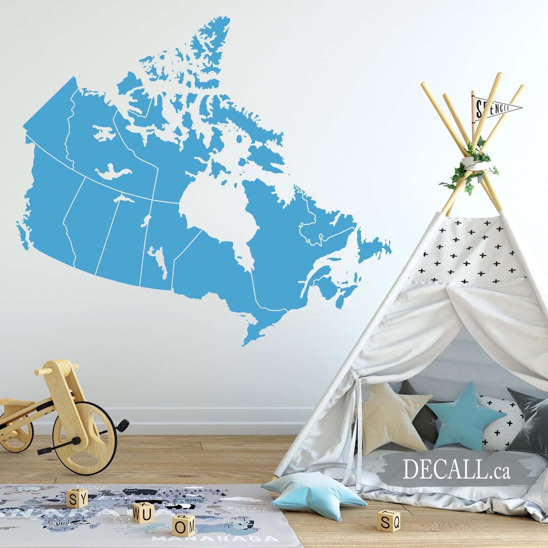 Canada Map Wall Decal - Removable Vinyl Wall Decal - Wall Map of Canada ...