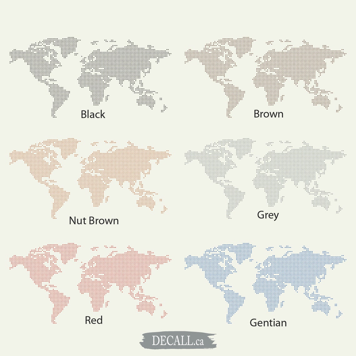 Dotted World Map With Rounds Spots Dots Wall Decal Removable | Etsy