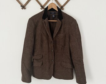 The Vintage Brown Houndstooth Checkered Wool Jaeger Blazer Jacket - Etsy
