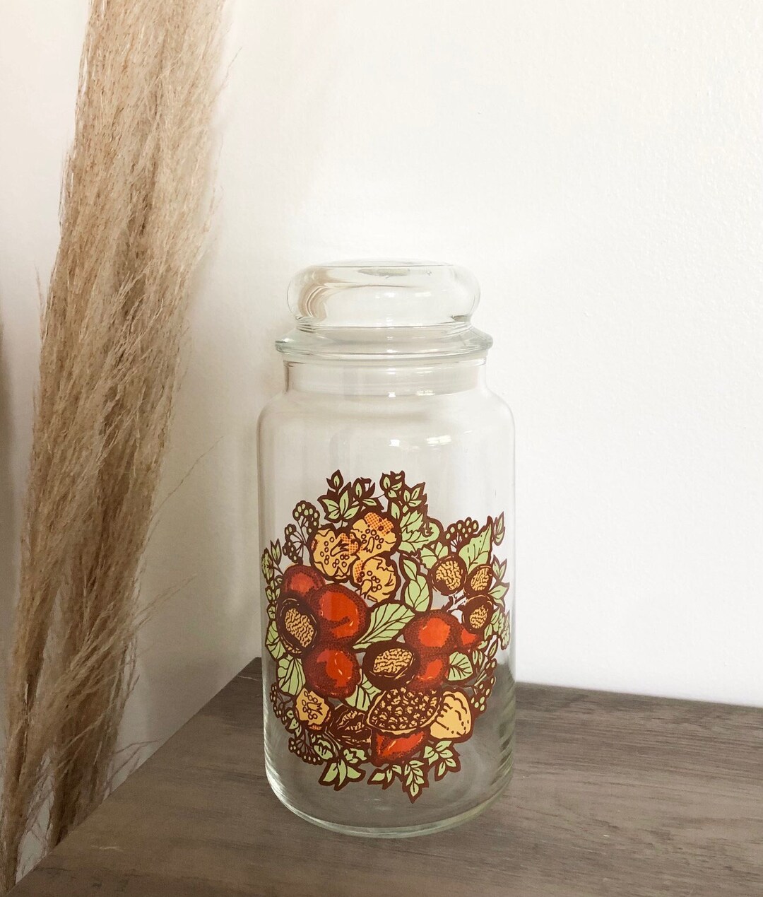 Vintage Glass Fruit Canister Jar - Etsy