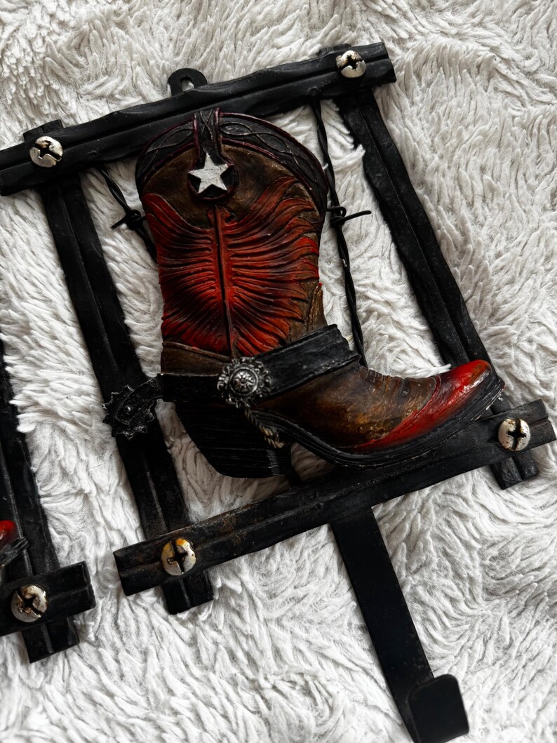 Vintage Cast Iron Cowboy Boot Wall Hooks - Set of Two - Etsy