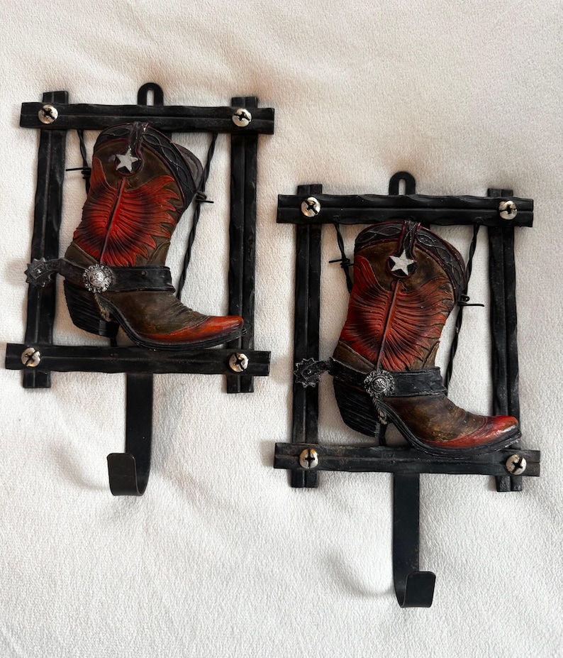 Vintage Cast Iron Cowboy Boot Wall Hooks - Set of Two - Etsy