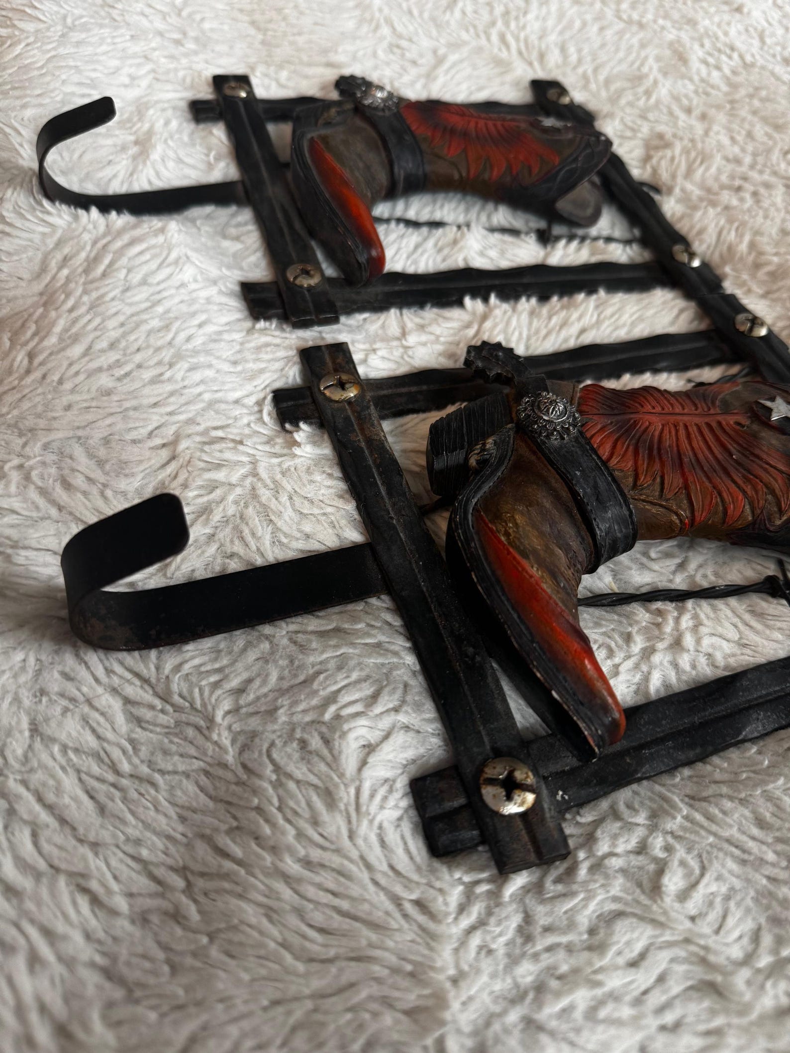Vintage Cast Iron Cowboy Boot Wall Hooks - Set of Two - Etsy