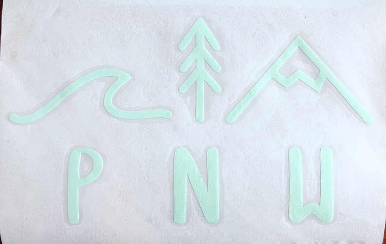 PNW wave Tree Mountain Vinyl Decal | Etsy