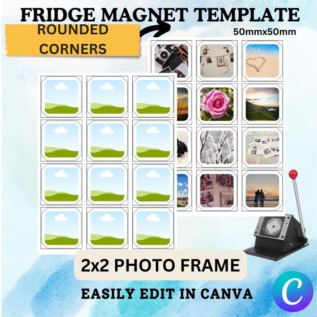 Photo Template, Fridge Magnet Template, 2x2 Photo Template, 50mmx50mm Magnet, Magnet Machine ...