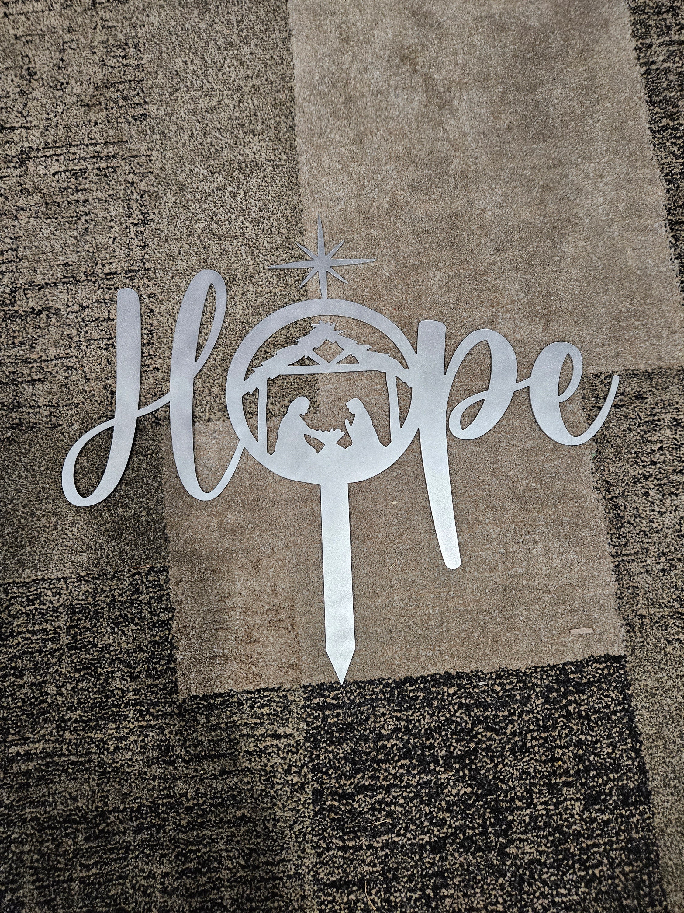 Hope Nativity Sign, Hope Christmas Art, Metal Nativity Scene, Christmas ...