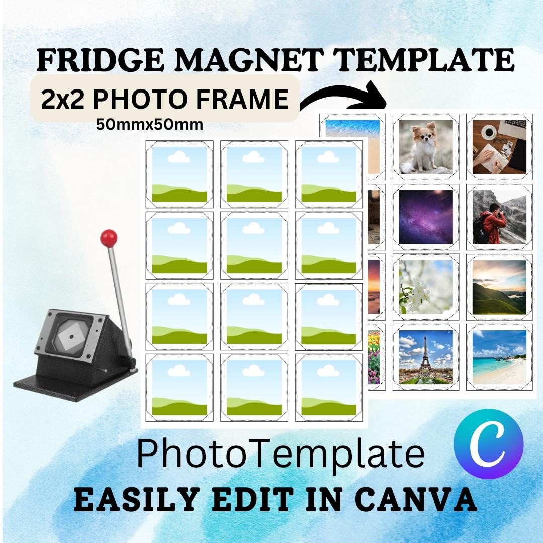 Photo Template Canva, Fridge Magnet, 2x2 Photo Template, 50mmx50mm ...