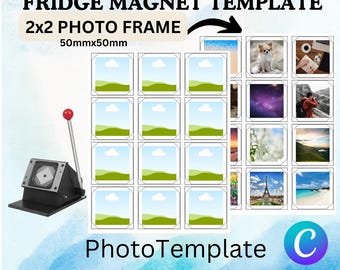 Fridge Magnet Template 2x2, 50mmx50mm Photo Collage Canva Template - Etsy
