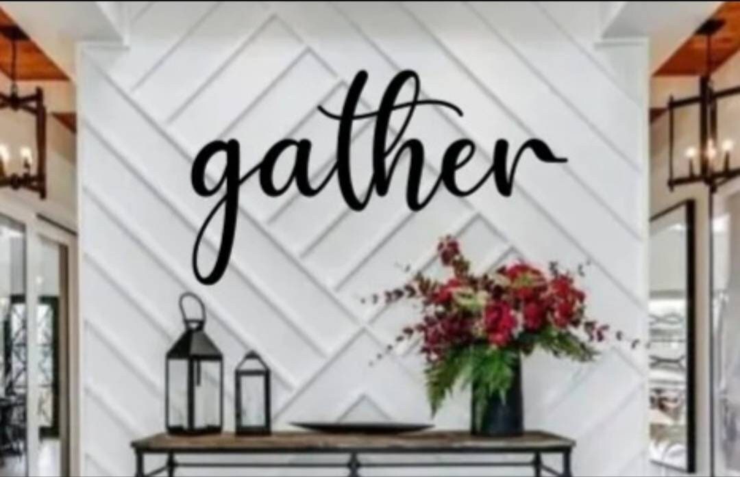Gather Metal Word, Gather Sign, Kitchen Wall Decor, Word Wall Art ...