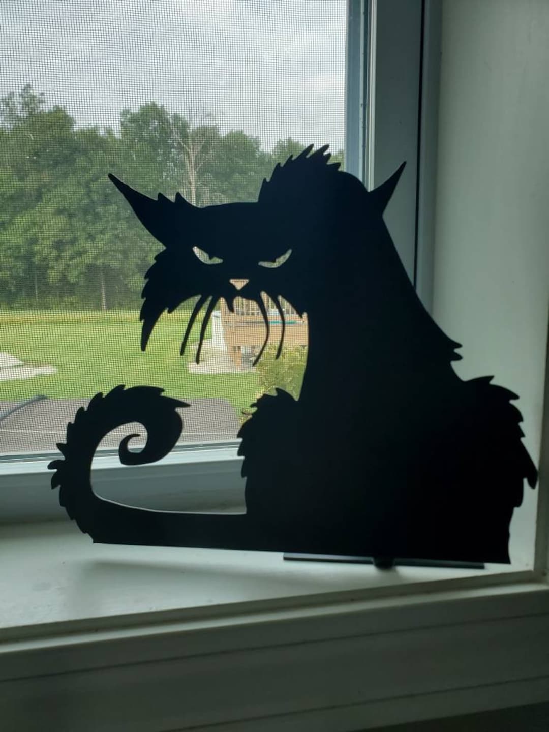 Angry Cat Halloween Decor, Metal Halloween Cat, Black Cat Decor, Angry ...