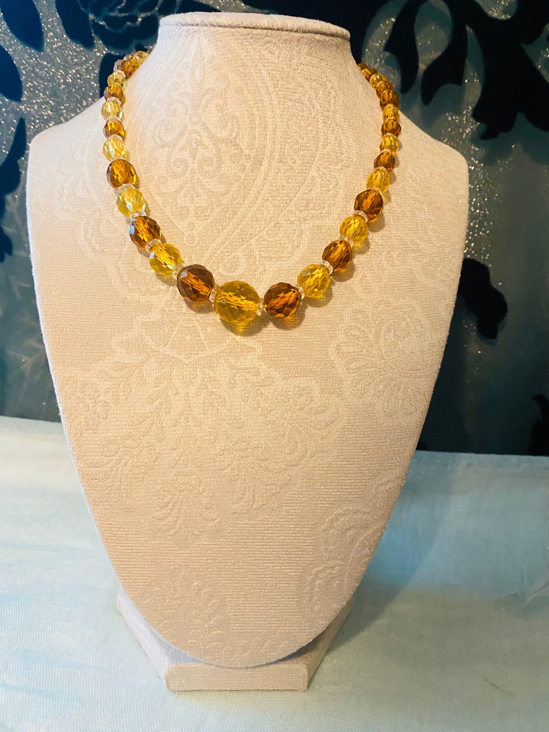 Elegant Amber Czech Crystal Graduated Choker and Earring Set - Etsy