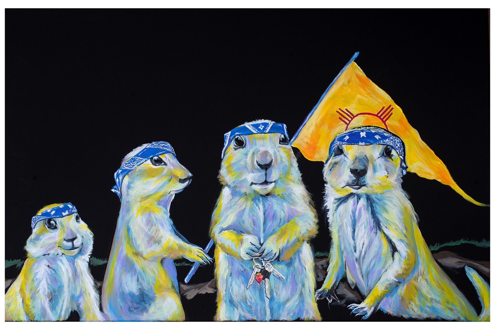 Prairie Dawgs | Prairie Dog Art | New Mexico Flag Art | Funny Animal ...