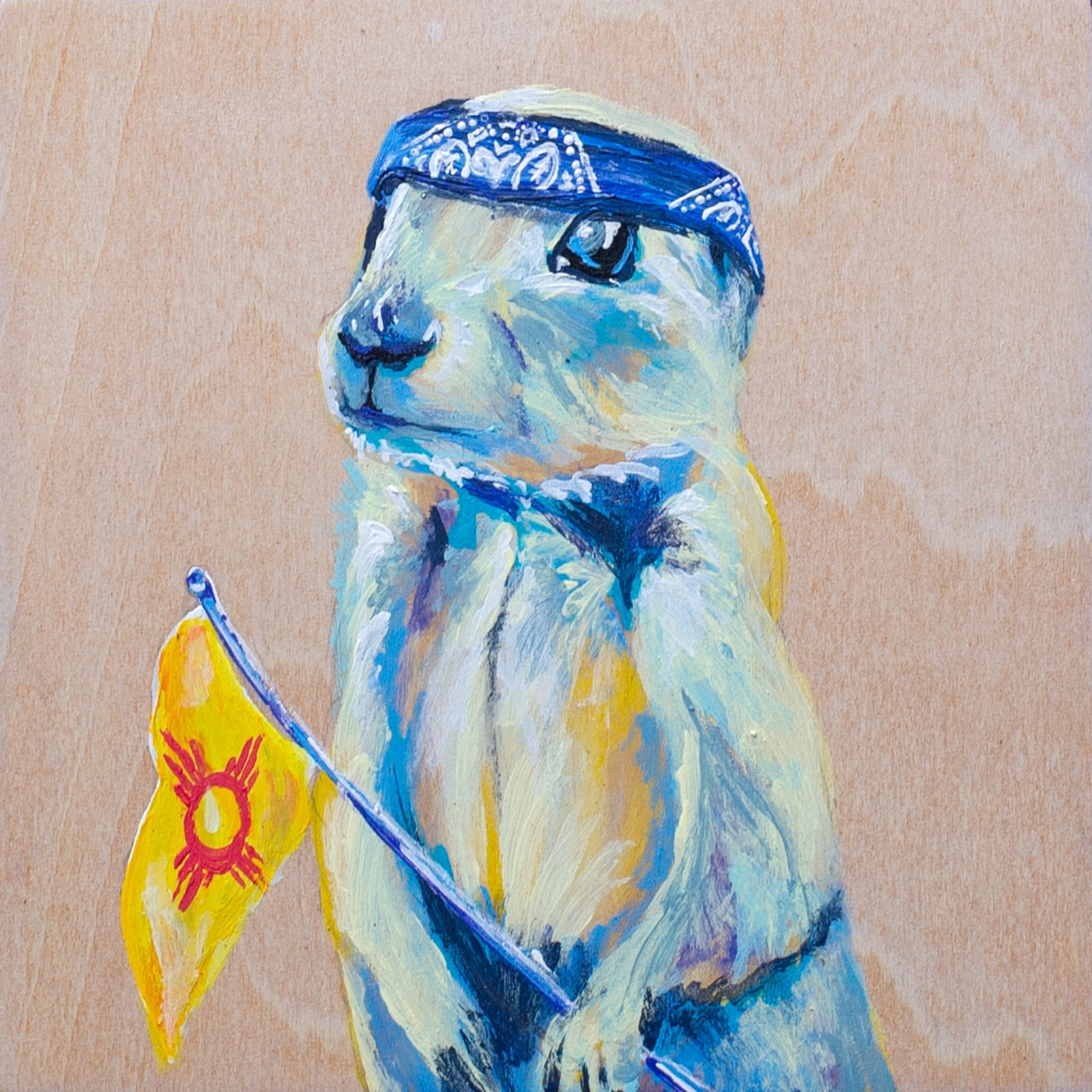 Prairie Dawg With Zia Flag | Prairie Dog Art Print | Zia Art | New ...