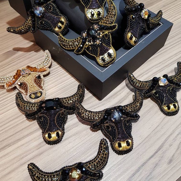 Bull Brooch - Etsy