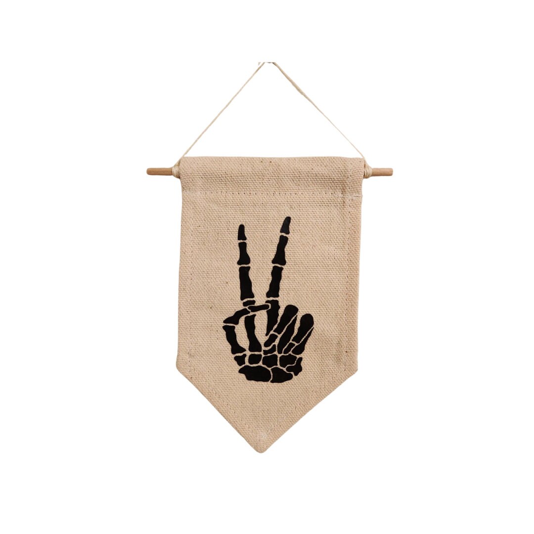 Skeleton Peace Sign Banner Handmade Banner Mini Canvas - Etsy