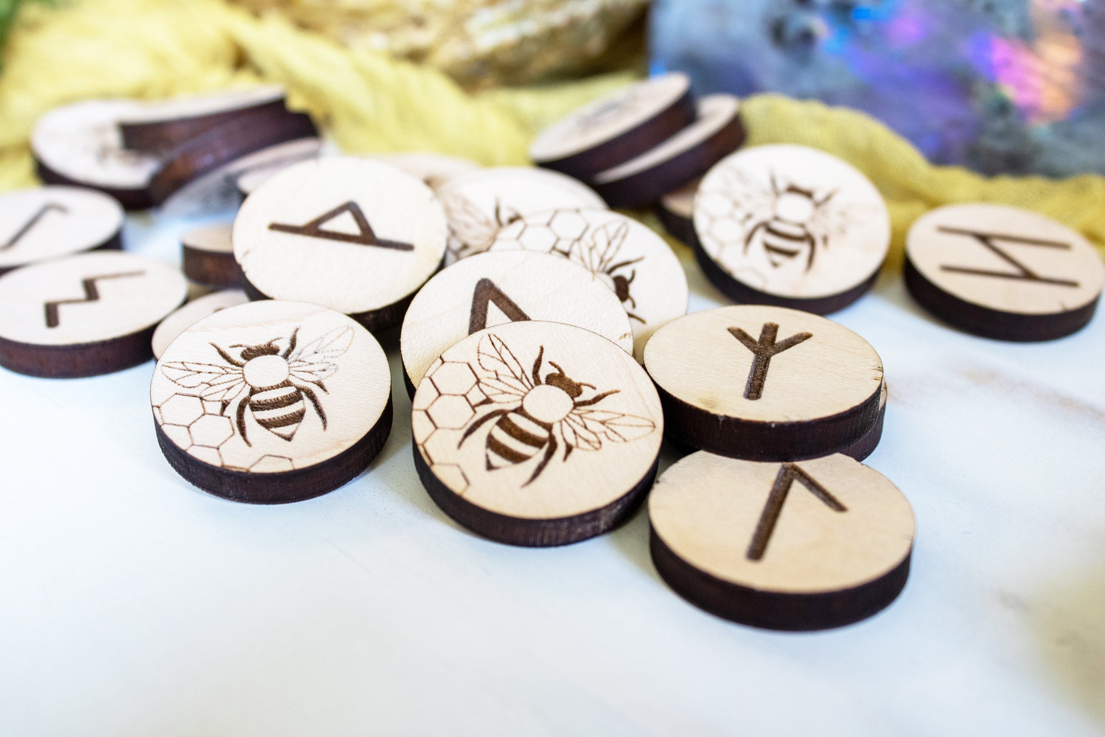 Elder Futhark Runes Rune Set With Honeycomb and Bee Design | Etsy