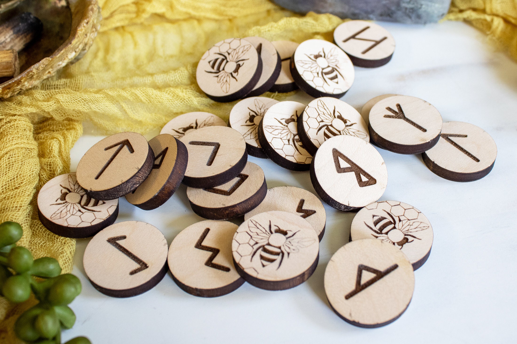 Elder Futhark Runes Rune Set With Honeycomb and Bee Design | Etsy