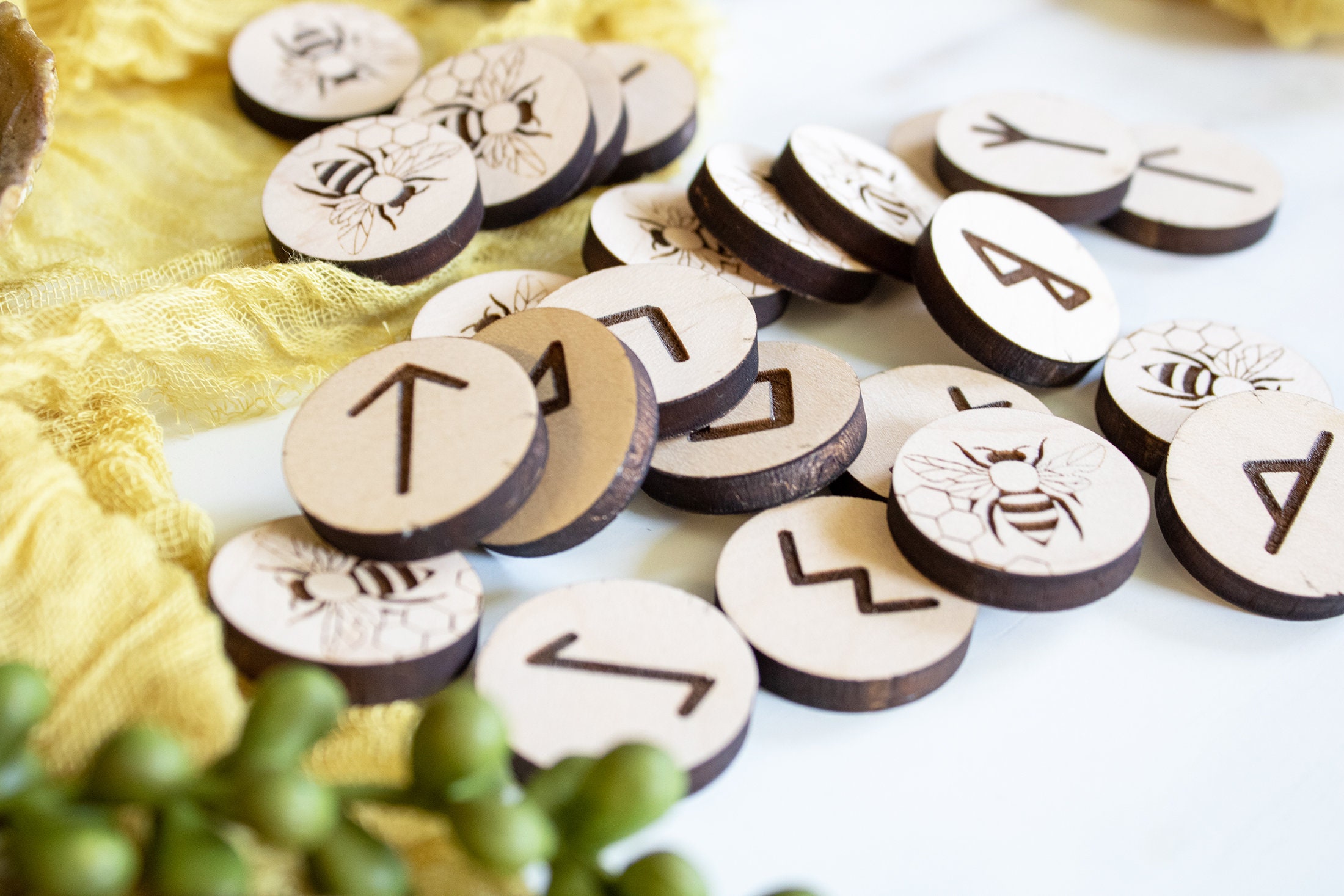 Elder Futhark Runes Rune Set With Honeycomb and Bee Design | Etsy