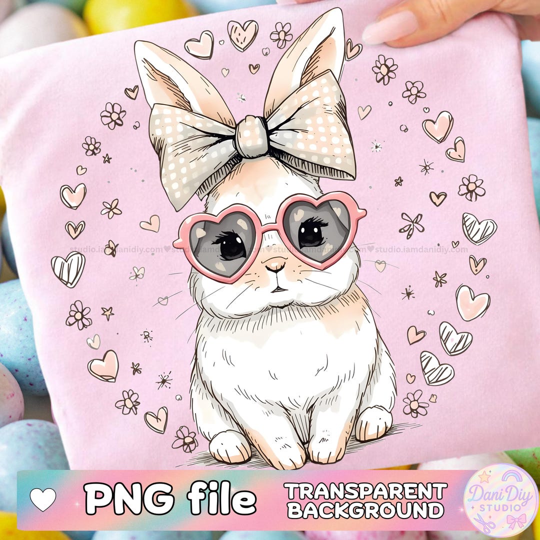 Preppy Easter Bunny PNG, Retro Cute Easter Bunny Png, Cute Bunny Ears ...
