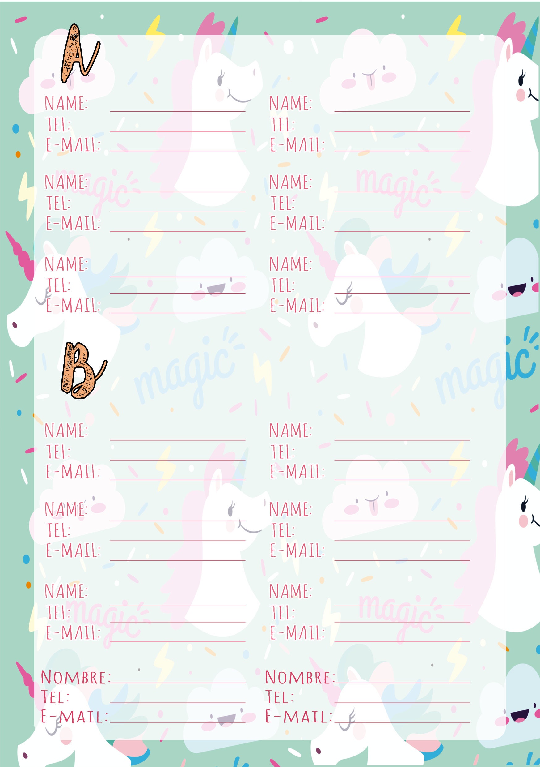 Printable Perpetual Weekly Planner A5-unicorns-days of Week-schedule ...