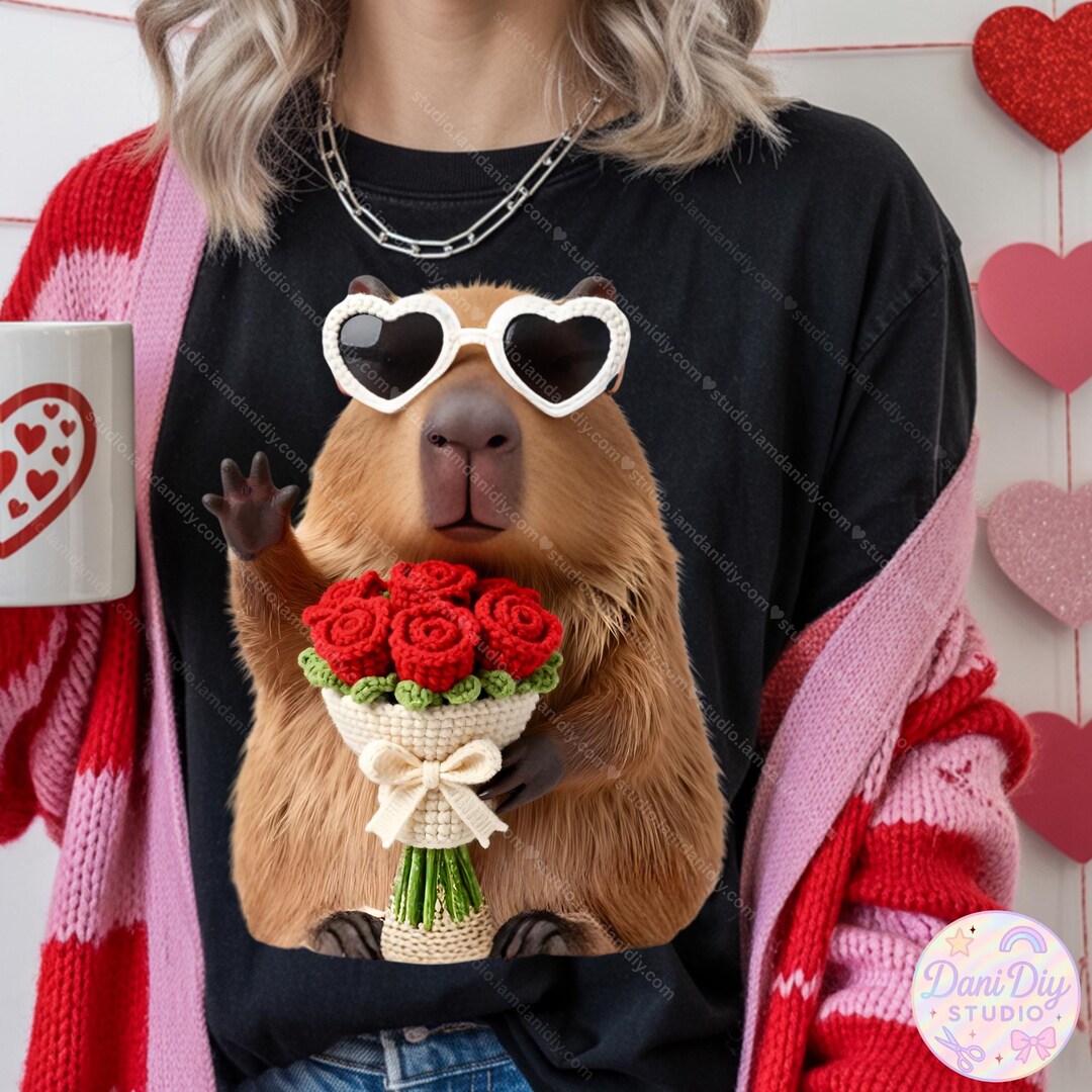Capybara Valentine PNG With Rose Bouquet, Bouquet of Roses Valentine ...