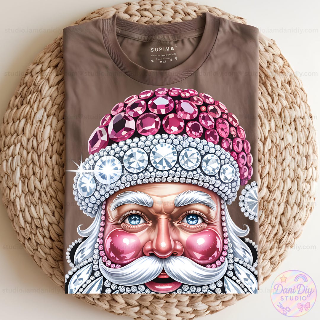 Diamond Beard Santa PNG – Rhinestone Santa With Pink Gemstone Hat ...
