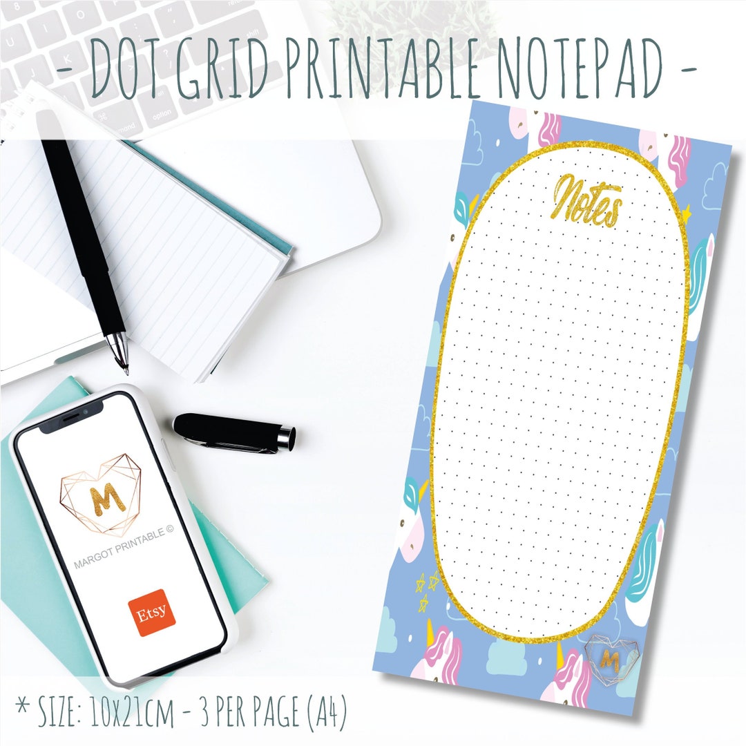 Dot Grid Printable Notepad A4 unicorn Unicorns Rainbow Glam to Do List ...