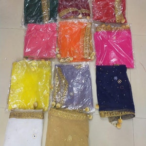Indian Bollywood Mirror Work Net Gold Dupatta,scarf,shwal,chunni ...