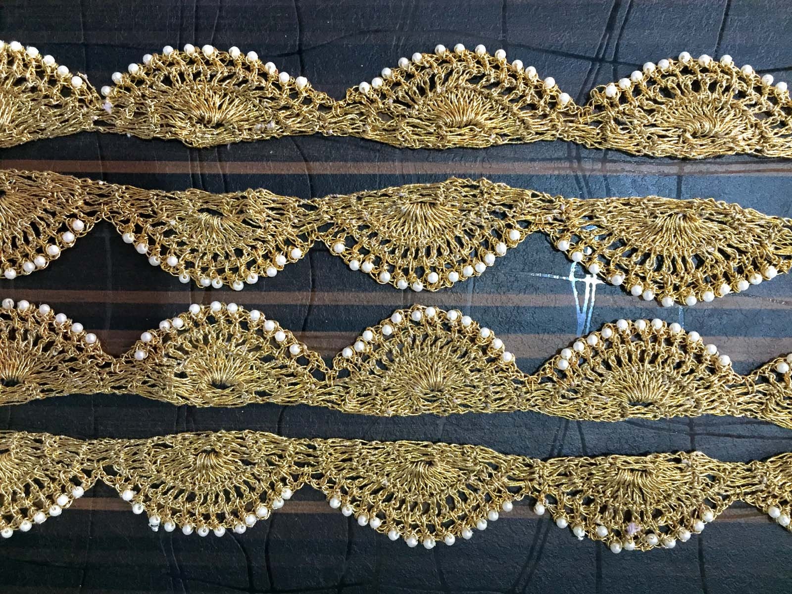 9 Yard Dupatta Golden Motif Stone Work Laceglass Beadsstone - Etsy