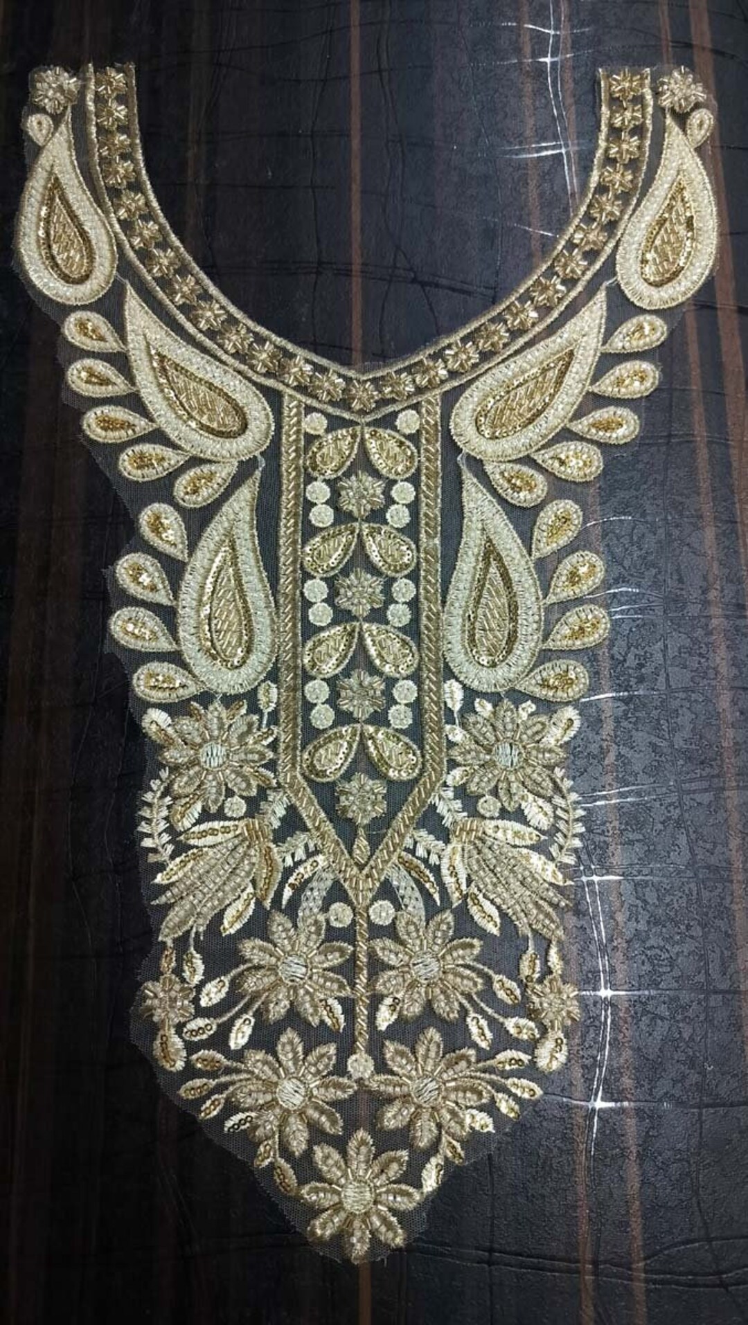 Indian Golden Net Neck Design Sewing Neck Applique Decorative - Etsy